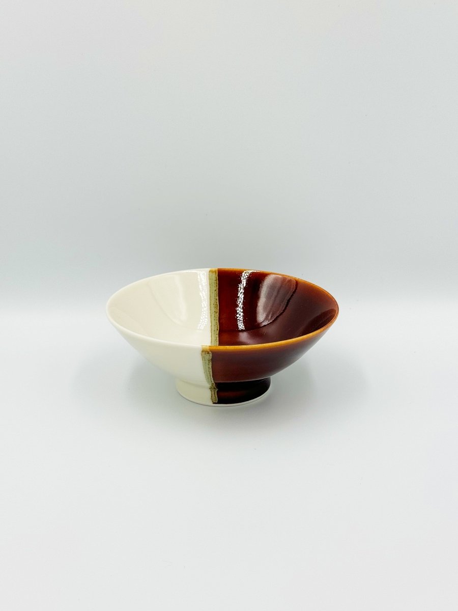 White & Amber Glazed Rice Bowl | Japanese Food Craftsman Shop